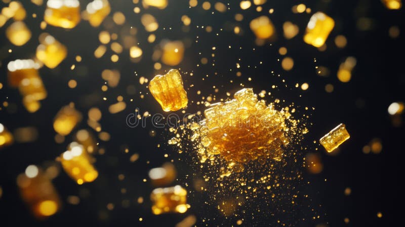 Golden Glitter Explosion on Black Background Stock Illustration ...