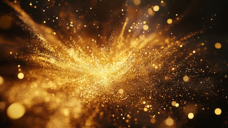 Golden Glitter Explosion on Black Background Stock Illustration ...