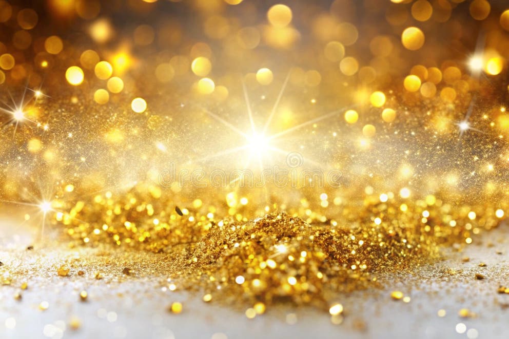 Golden Glitter Explosion Sparkle on White Background Stock Illustration ...