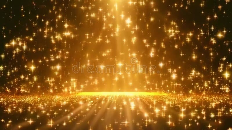Golden Glitter Falling on Shiny Surface with Light Rays Stock Footage ...