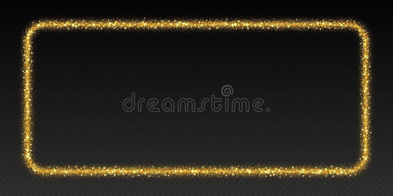 Golden Glitter Frame, Shimmering Border in Rectangular Shape, Festive ...