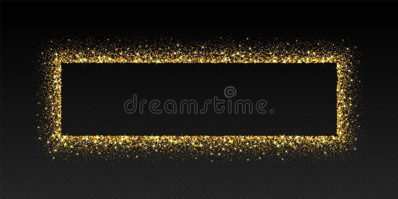 Golden Glitter Frame, Shimmering Border in Rectangular Shape, Festive ...