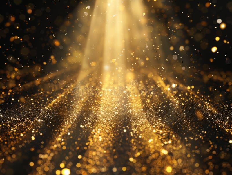 Golden Glitter with Light Rays and Bokeh Stock Illustration ...