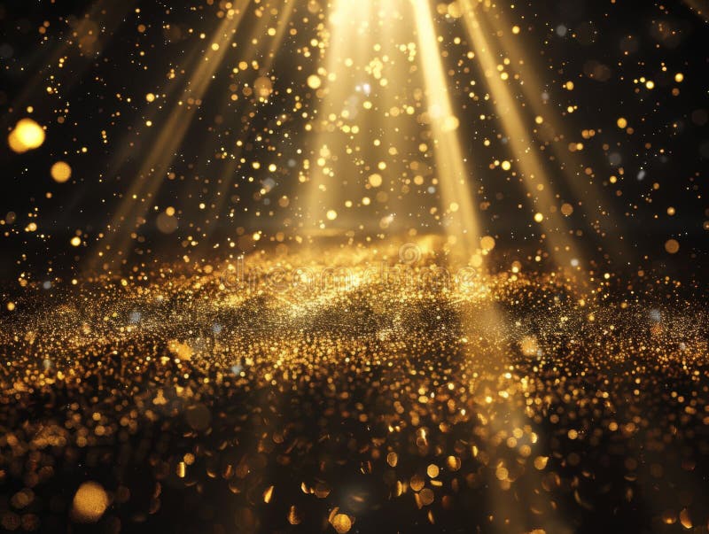 Golden Glitter with Light Rays and Bokeh Stock Illustration ...