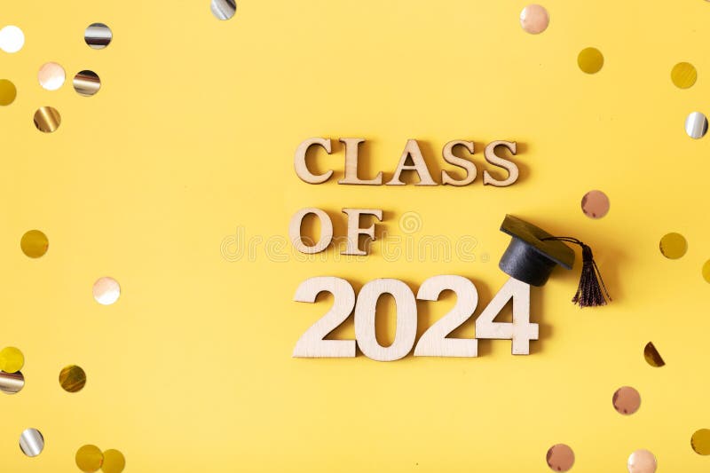 Golden Glitter Number 2024 with Graduated Cap. Class of 2024 Concept ...