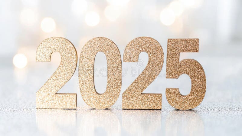 Golden Glitter 2025 Numbers on Elegant Sparkling Background Stock Photo ...
