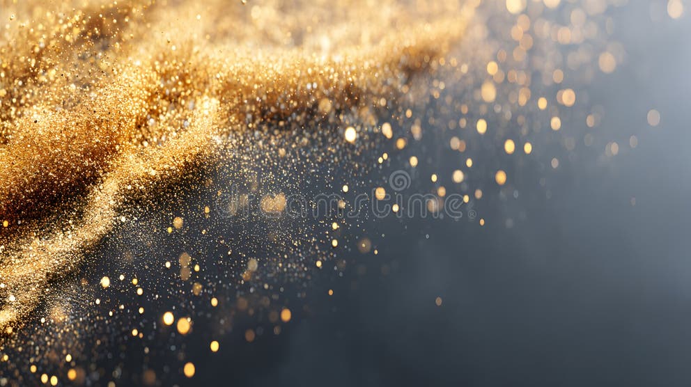 Golden Glitter Particles Swirl Gracefully in a Soft Gradient Background ...