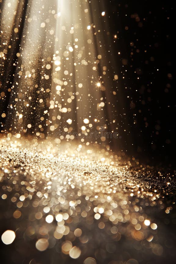 Golden Glitter Raining Down with Sunlight, Background of Sparkles ...