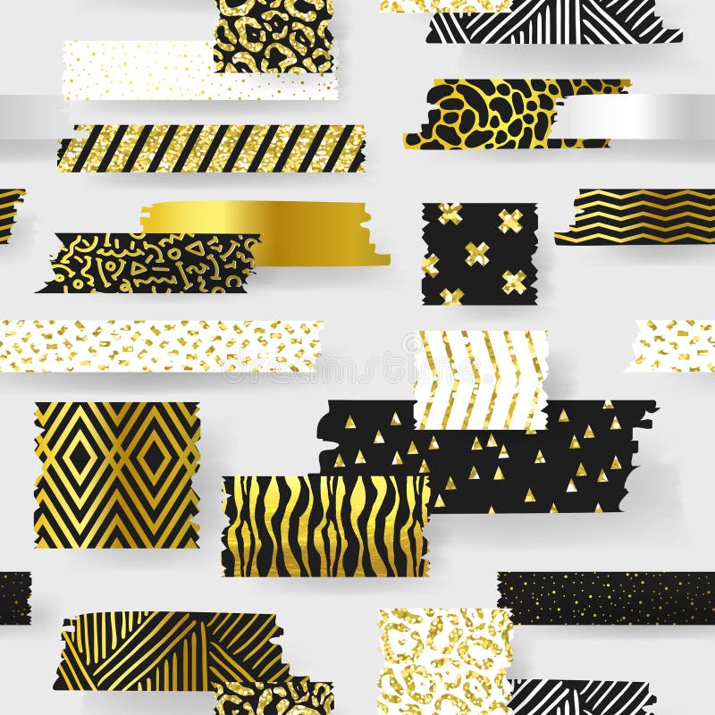 Golden Glitter Seamless Pattern with Geometric Elements Stock Vector ...