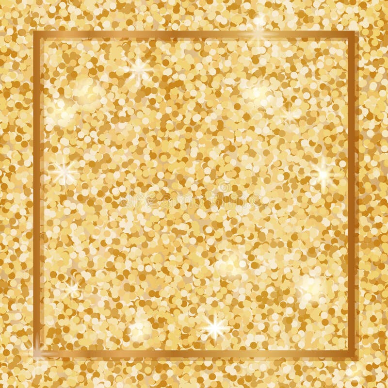 Golden Glitter Shiny Sparkling Square Background Template Vector ...