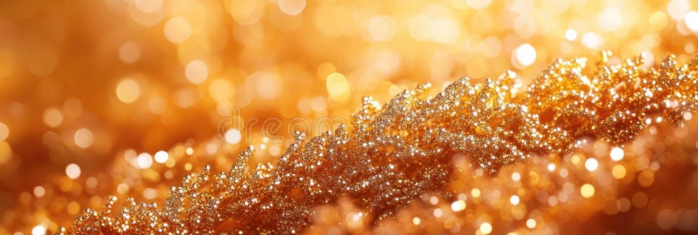 Golden Glitter Sparkle with Bright Bokeh Effect Stock Image - Image of ...