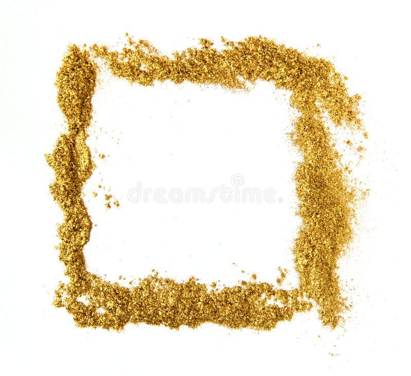Golden Glitter Sparkle Frame on White Background. Stock Image - Image ...