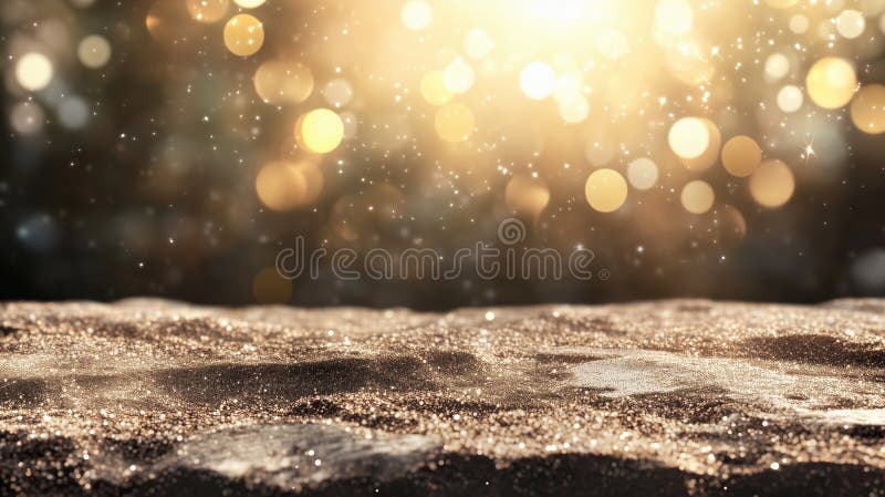 Golden Glitter Sparkling in Sunlight Over a Textured Surface Stock ...