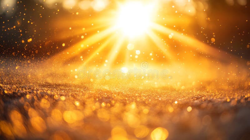 Golden Glitter Texture with Sunlight Rays Stock Illustration ...