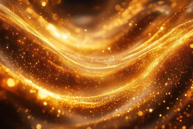 Golden Glitter Waves Abstract Background Stock Illustration ...