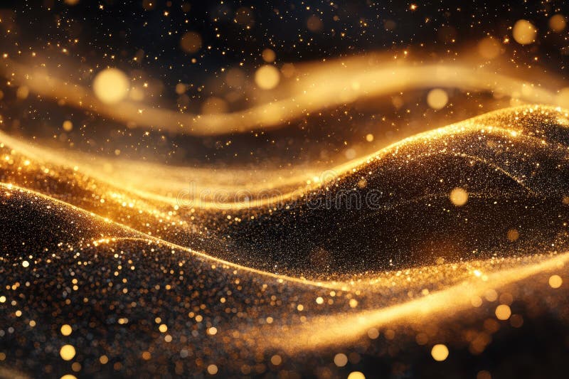 Golden Glitter Waves Sparkle and Shine Dark Background Luxury Texture ...