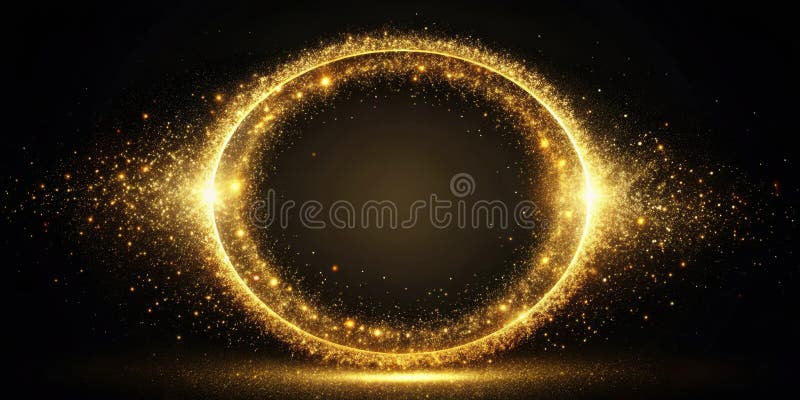 Golden Glittering Ring Background with Empty Center for Text or Logo ...