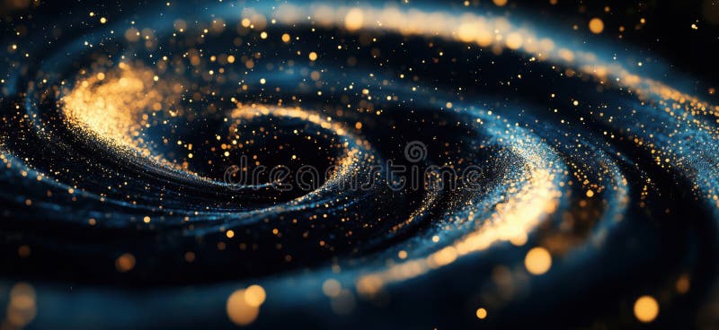 Golden Glittering Swirl in Dark Space Creating a Mesmerizing Cosmic ...