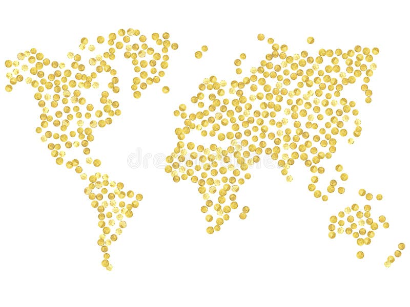 Gold dot map stock vector. Illustration of bright, flat - 112293449