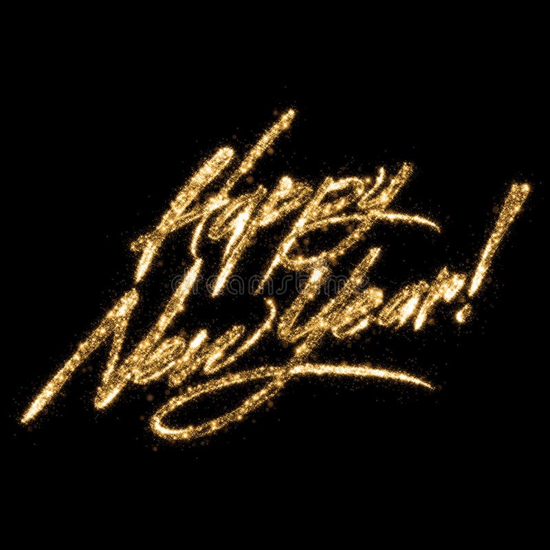 Golden Glittering Writing Happy New Year Stock Illustration ...