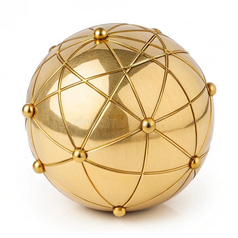 Golden Global Network Sphere Stock Illustration - Illustration of ...
