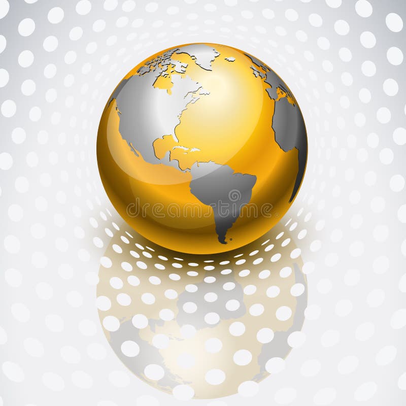 Golden Earth Planet 3D Globe Isolated Stock Photo - Illustration of ...