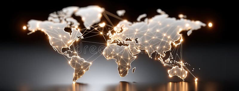 Golden Globe Illuminates a World Map Featuring Glowing Connections ...