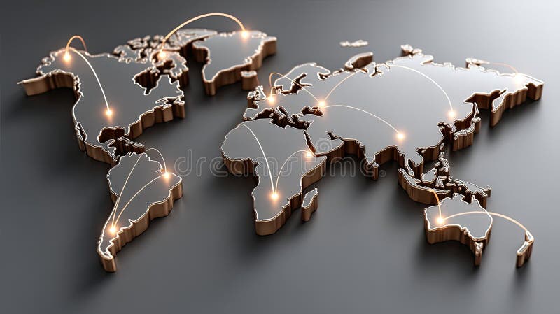Golden Globe Illuminates a World Map Featuring Glowing Connections ...