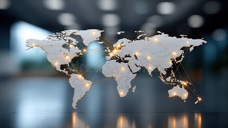 Golden Globe Illuminates a World Map Featuring Glowing Connections ...
