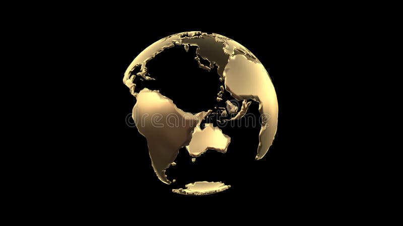 Golden Globe Planet Earth Rotating Loop with Alpha Channel Stock ...