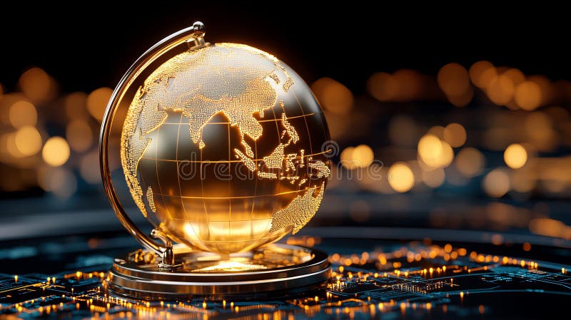 Golden Globe Representing Global Economic Risk and Impact Stock ...