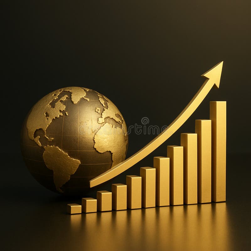 Golden Globe and Rising Bar Graph Symbolizing Global Economic Growth ...