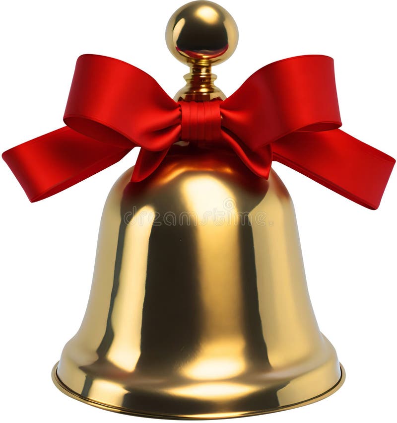 Golden Glossy Cut Out Bell with Red Bow Stock Illustration ...