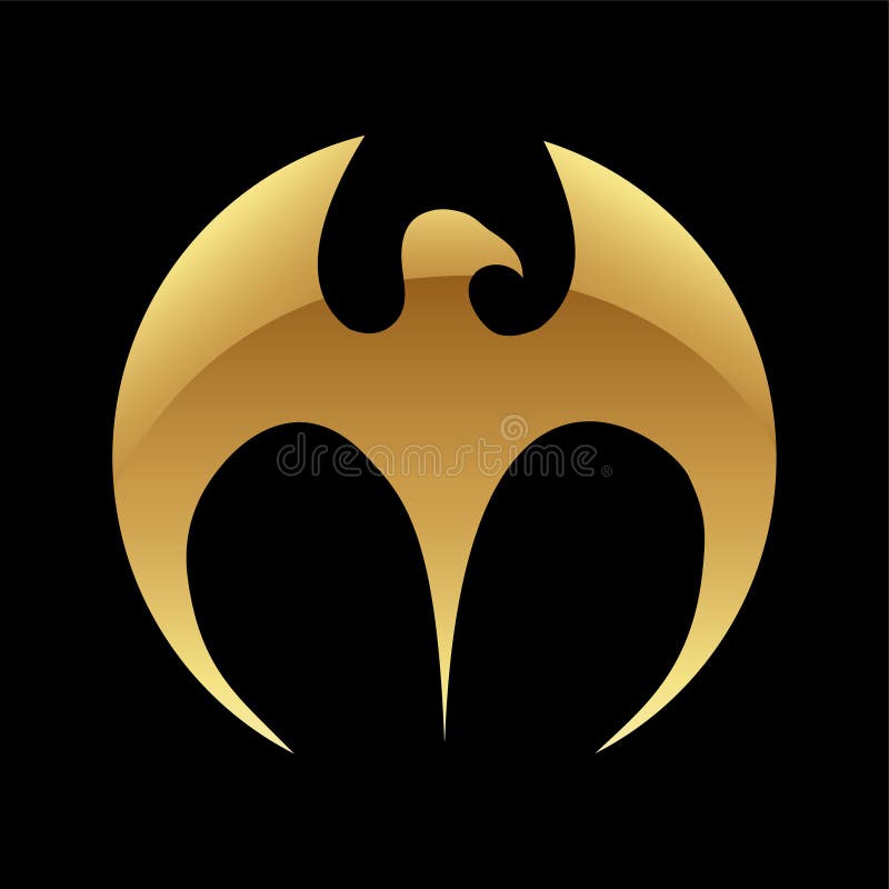 Golden Glossy Eagle Icon on Black Background Stock Vector ...