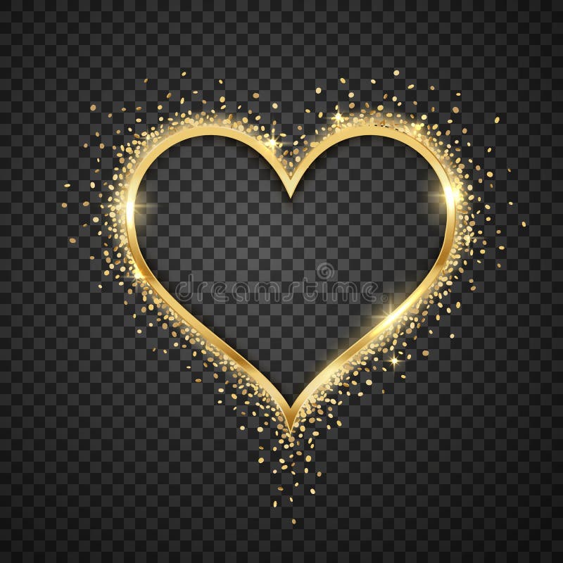 Golden Glossy Festive Heart Shaped Frame. Realistic Vector Illustration ...