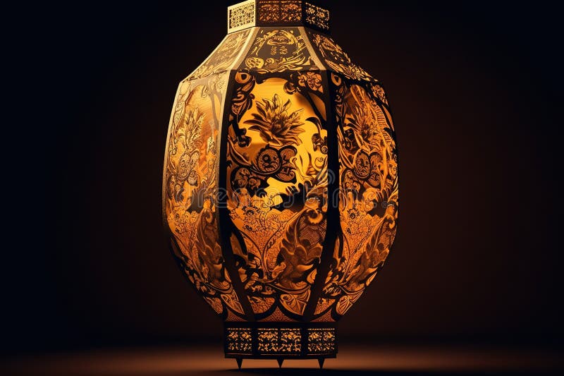 Golden Glossy Luxury Design of a Colorful Pattern Lantern, Generative ...