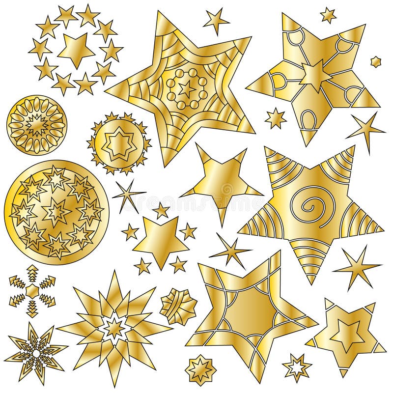 Golden star collection stock vector. Illustration of abstract - 62807927