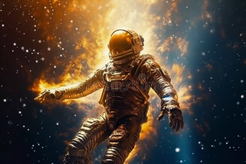 Golden Glow of an Astronaut in Space. Stock Illustration - Illustration ...
