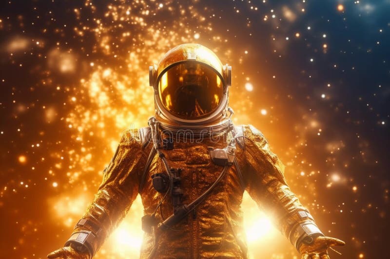 Golden Glow of an Astronaut in Space. Stock Illustration - Illustration ...