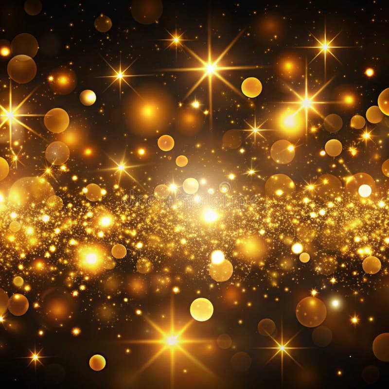 Golden Glow Lights on Dark Background Stock Illustration - Illustration ...