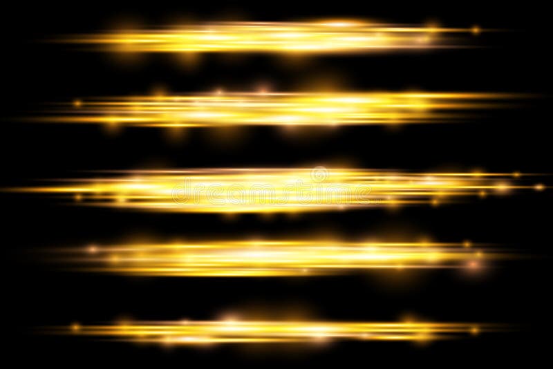 Golden Glow Line, Yellow Horizontal Light Rays Stock Vector ...