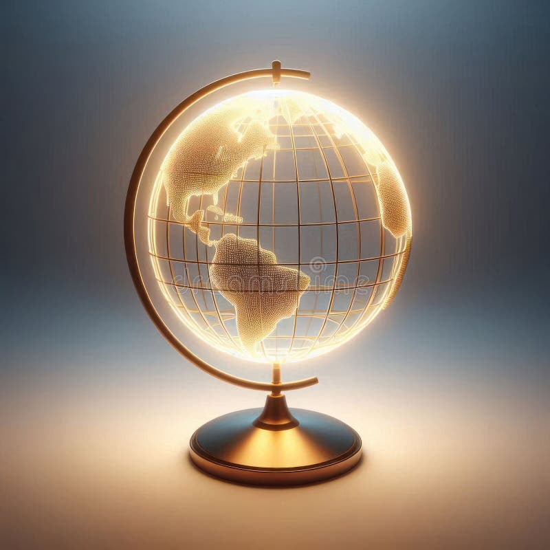 A Golden Glowing Globe on a Dark Background. Space for Text. Stock ...
