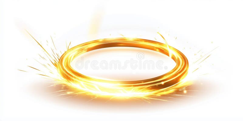Golden Glowing Halo Ring Graphic on White Background. Energy Explosion ...