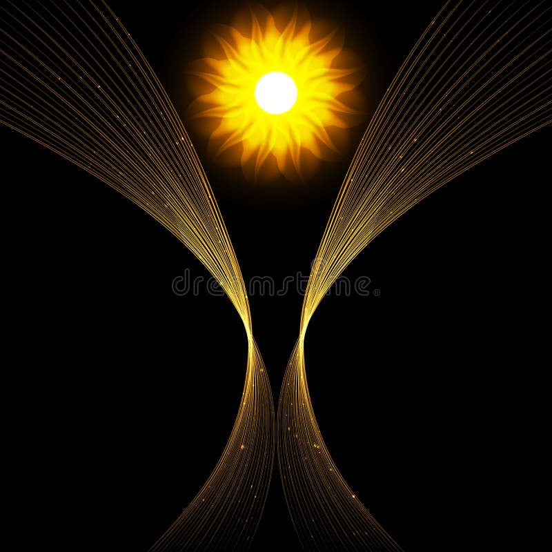 Golden Glowing Shiny Lines Effect. Glowing Magic Fire Trace. Magic ...