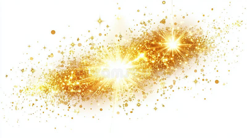 Golden Glowing Sparks Isolated on White Background Stock Illustration ...