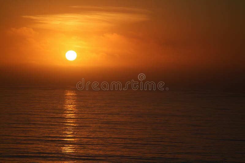 Golden Glowing Sunset on the Pacific Ocean in California Stock Image ...