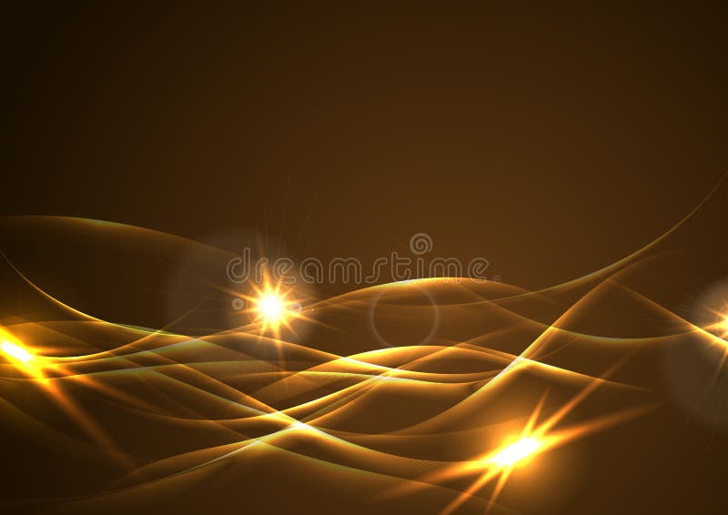 Golden Glowing Waves Abstract Background Stock Vector - Illustration of ...