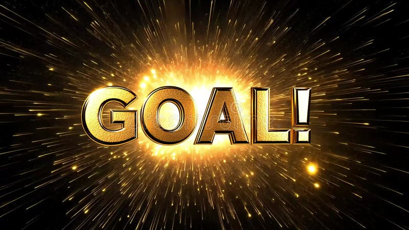 Golden GOAL! Text Exploding with Bright Light Streaks on a Dark ...