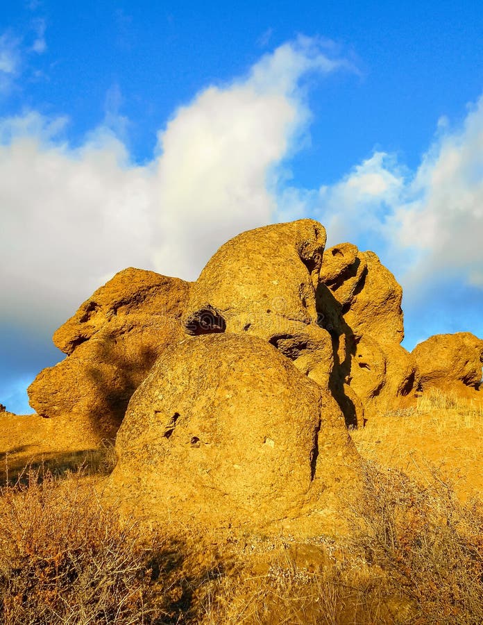 Golden Goblin Face stock image. Image of goblin, rocky - 267761667