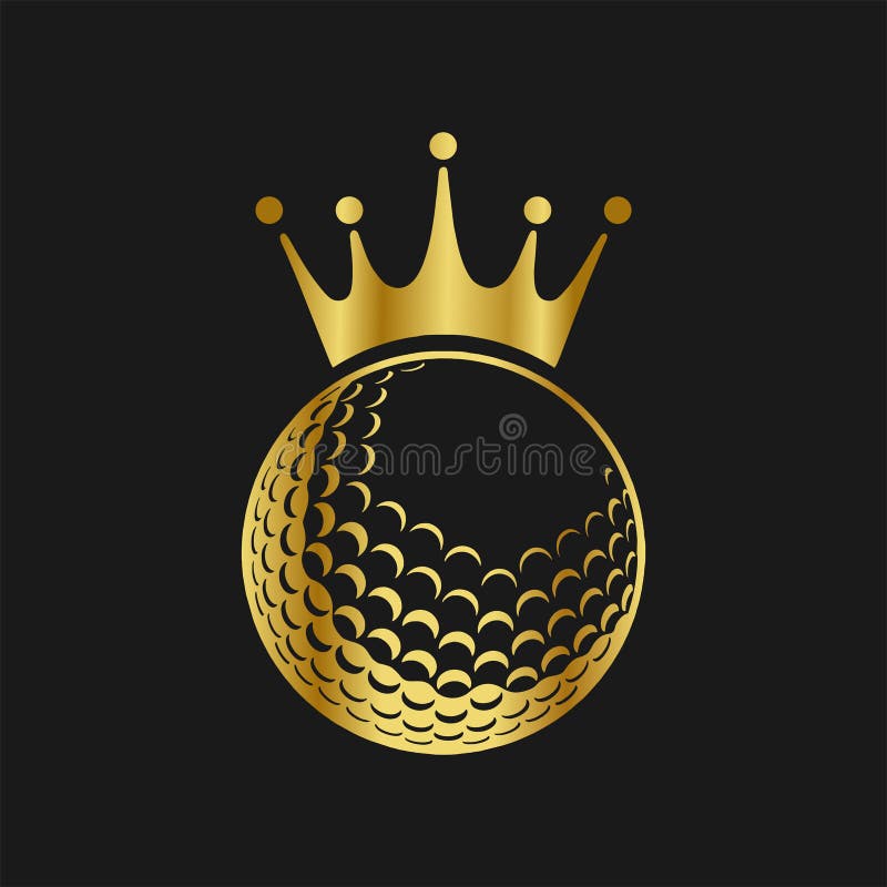 Golden Golf Ball with Crown Logo Stock Vector - Illustration of green ...